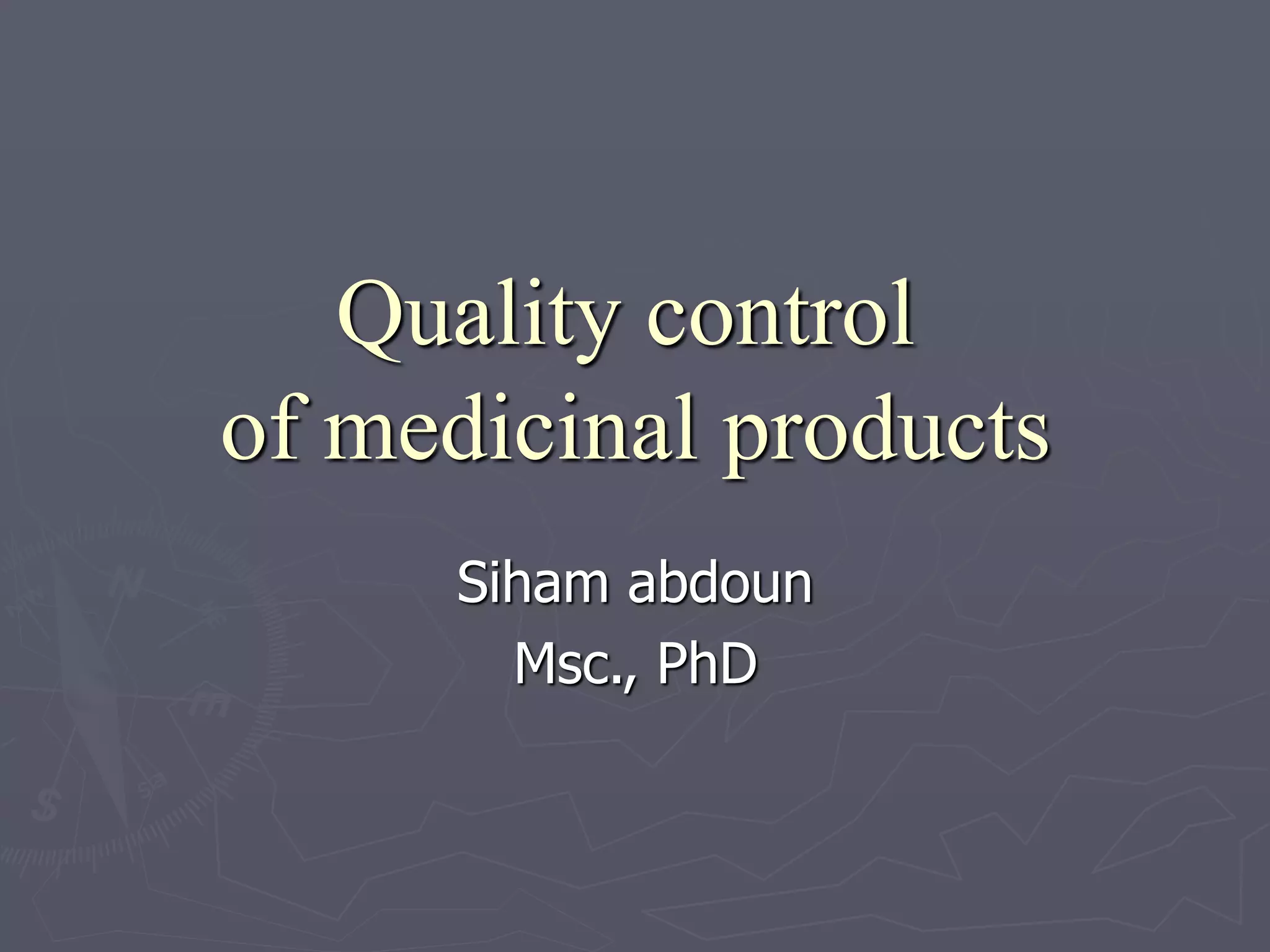 Quality control of pharmaceuticals | PDF