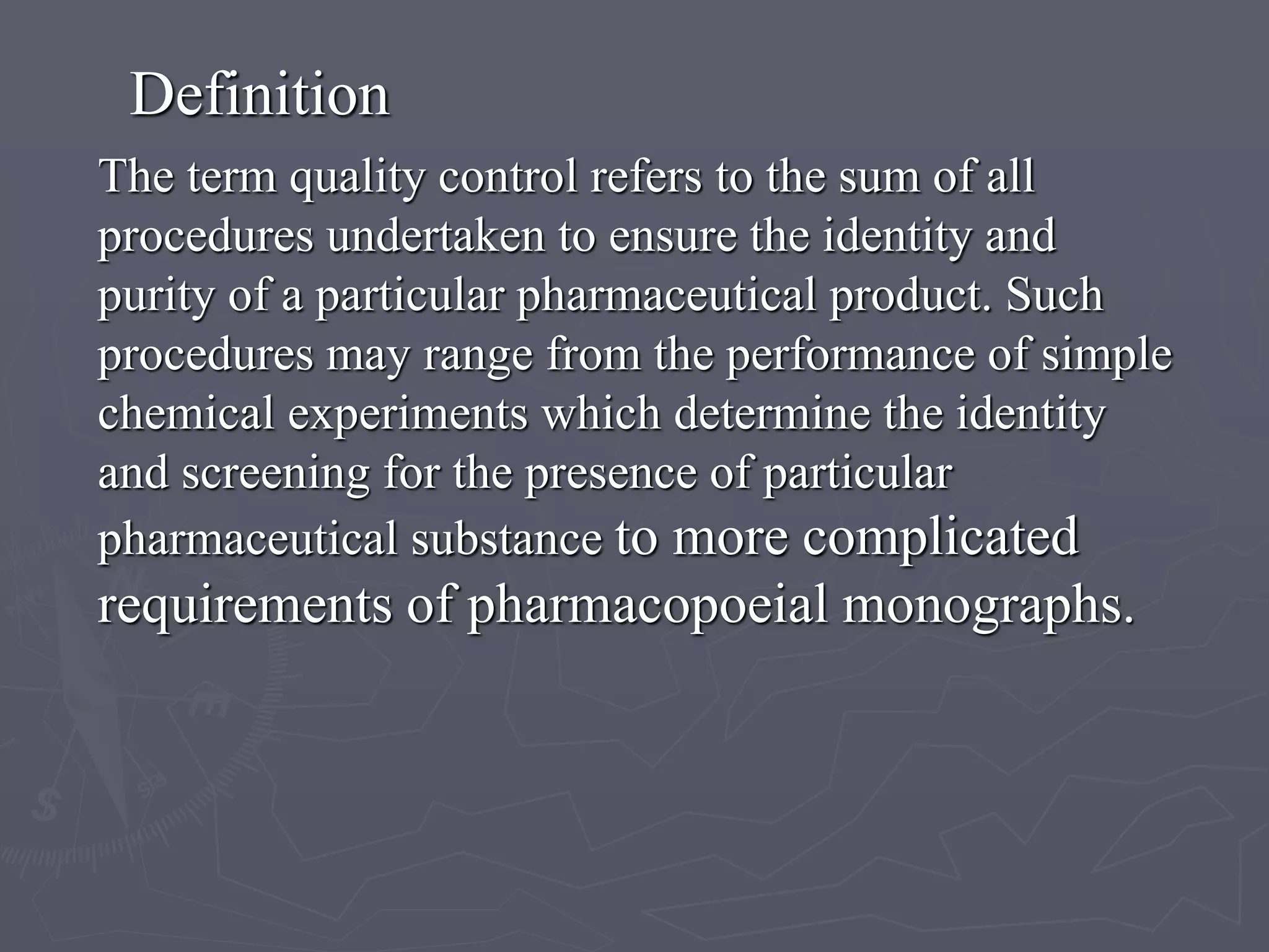 Quality control of pharmaceuticals | PDF