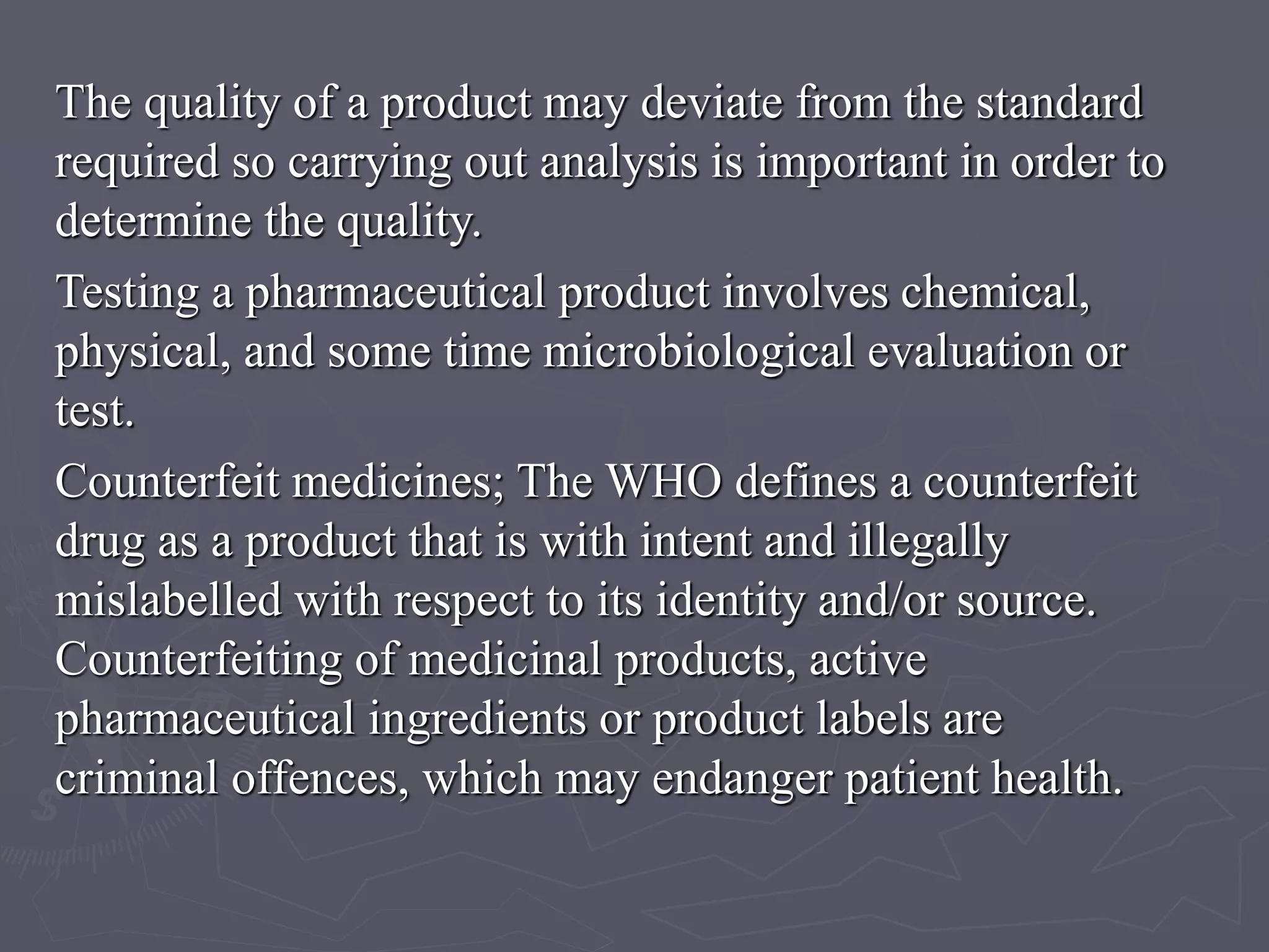 Quality control of pharmaceuticals | PDF