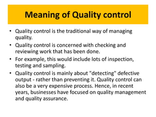 Quality Control | PPTX