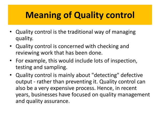 Quality Control | PPTX