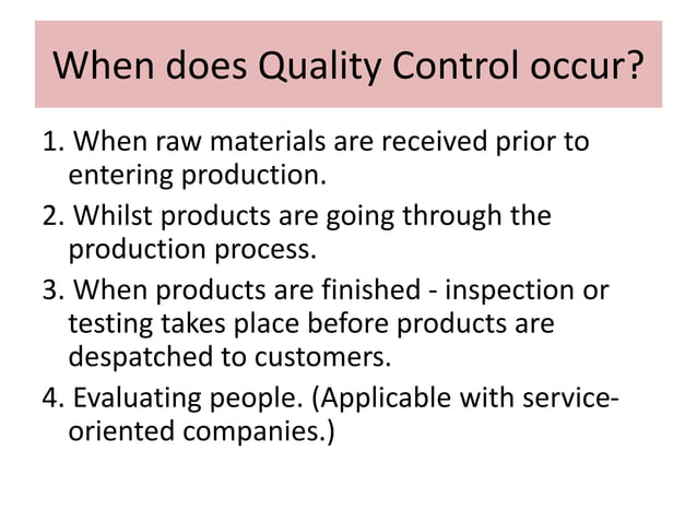 Quality Control | PPTX