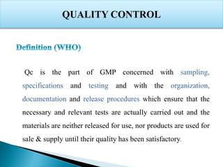 Quality Control in Pharmaceutical Industry | PPTX