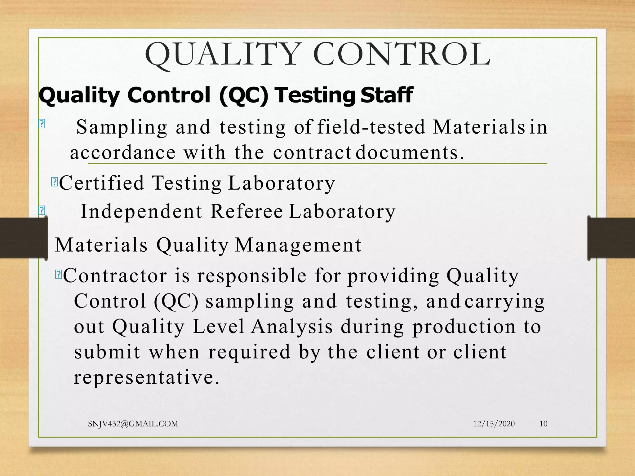 Quality control IN CONSTRUCTION | PDF