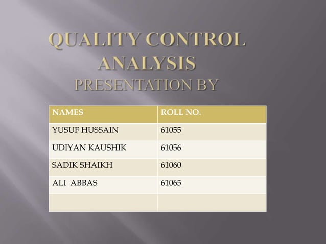 Quality control analysis | PPT
