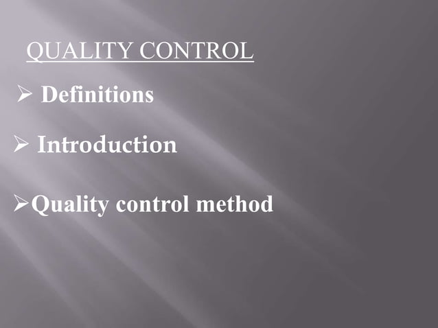Quality control analysis | PPT