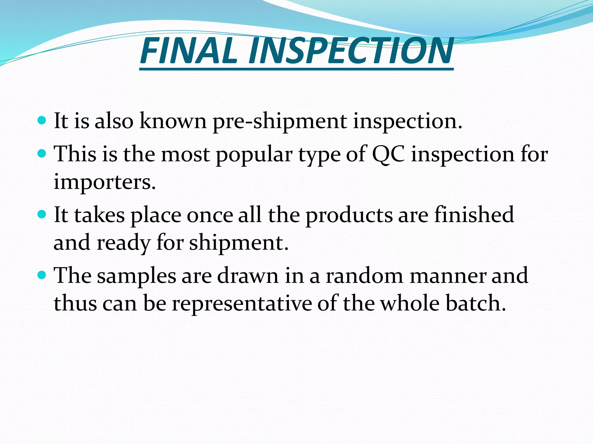 Quality control and inspection | PPTX