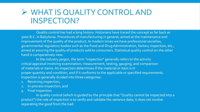 Quality control and inspection | PPTX