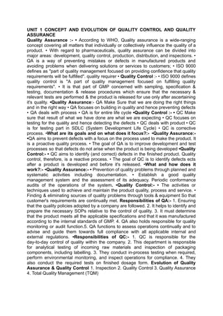 Comprehensive Overview of Quality Control, Assurance, GMP, GLP, and ICH ...