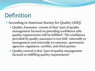 Quality control and quality assurance | PPTX