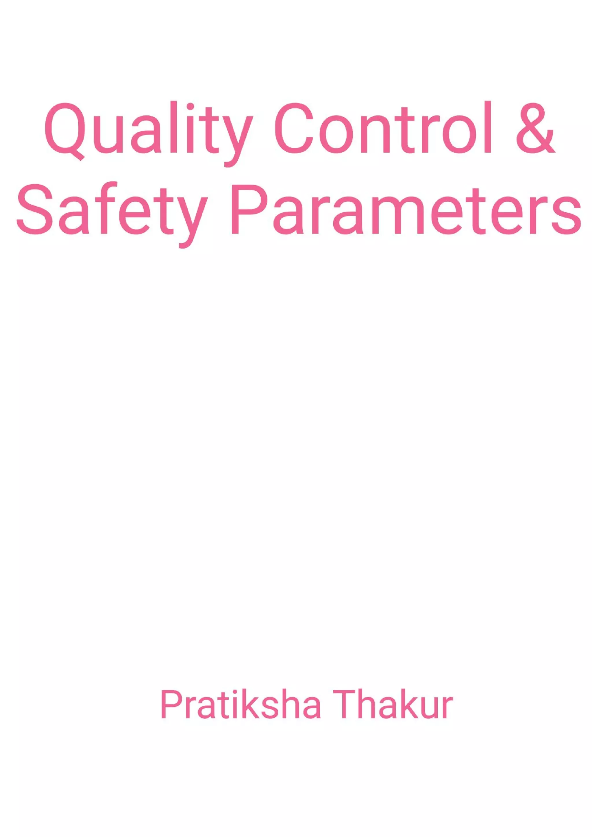 Quality Control and Safety Parameters as per WHO Guidelines | PDF ...