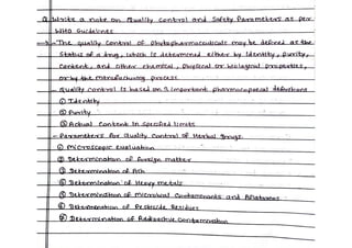 Quality Control and Safety Parameters as per WHO Guidelines | PDF ...