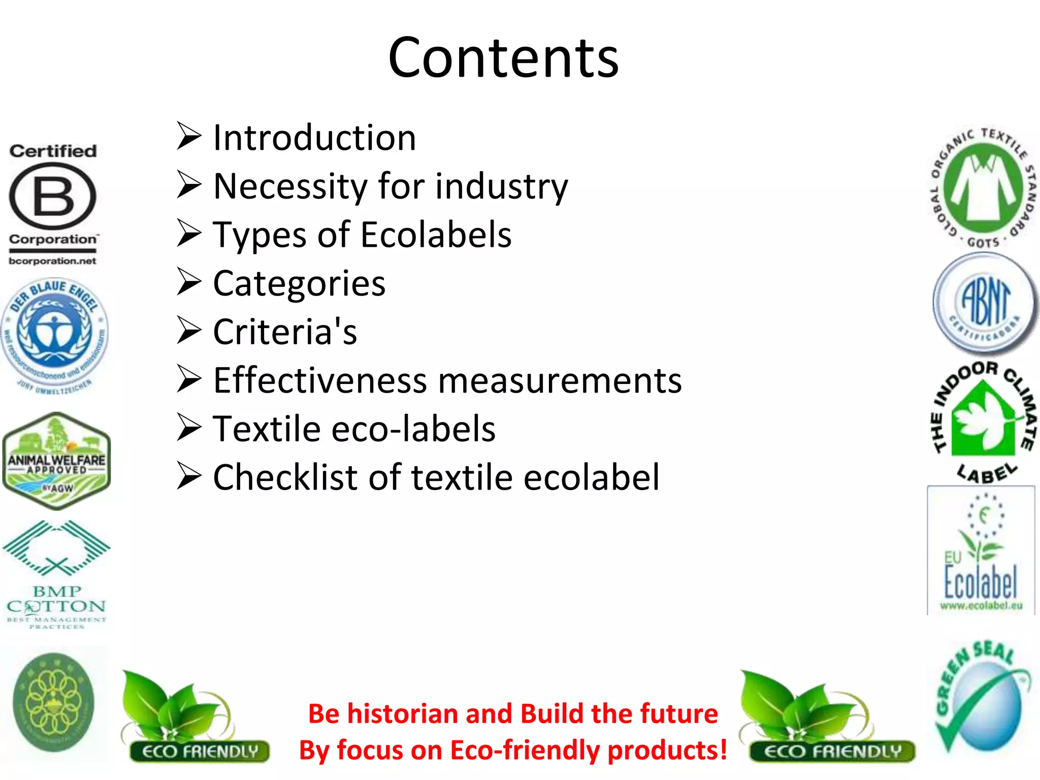 Quality control approaches for ecolabel | PPTX