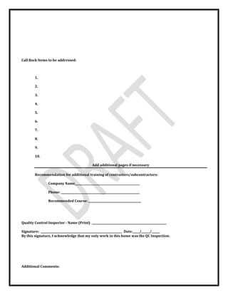 Pennsylvania Weatherization Quality Control Inspection Checklist | PDF