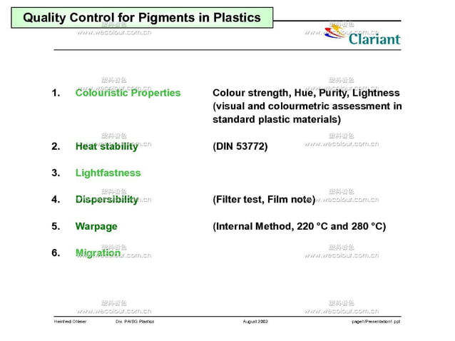 Quality control for pigments in plastics | PDF