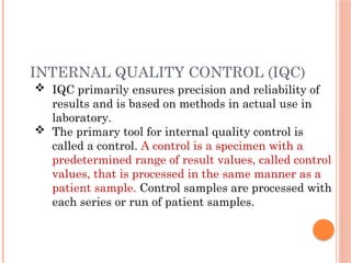 QUALITY CONTROL IN HEMATOLOGY BSC. MLS 3RD | PPTX