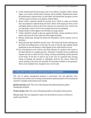 Quality control in apparel industry of bangladesh | PDF
