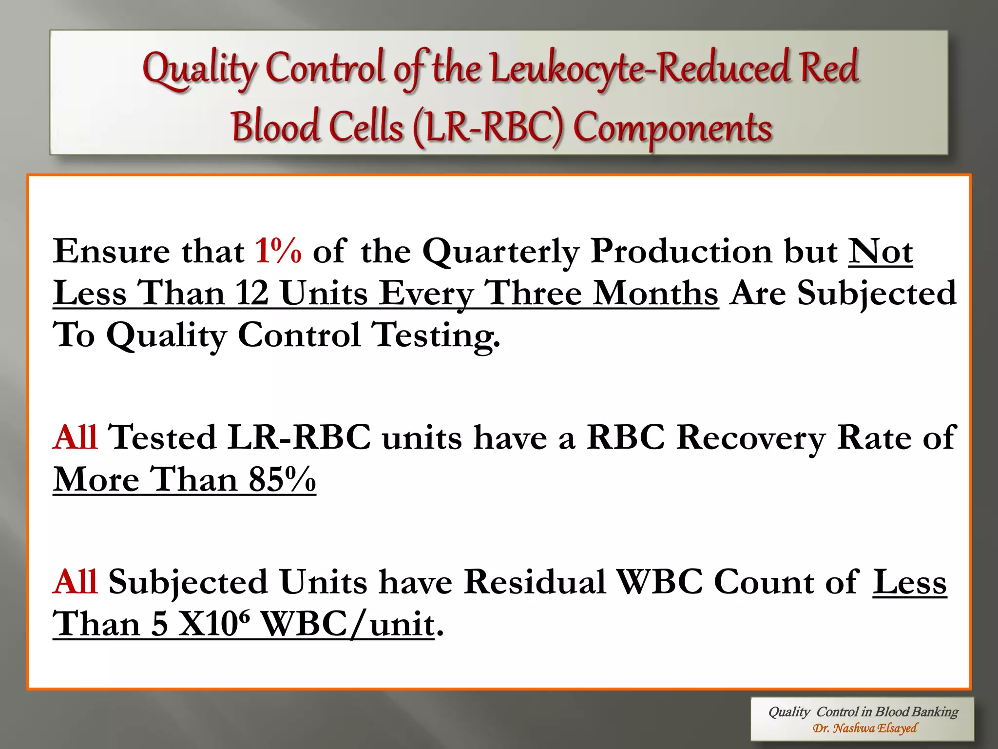 Quality Control in Blood Bank | PDF