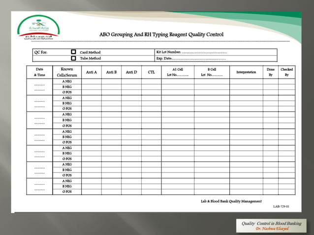 Quality Control in Blood Bank | PDF | Blood Disorders | Diseases and ...