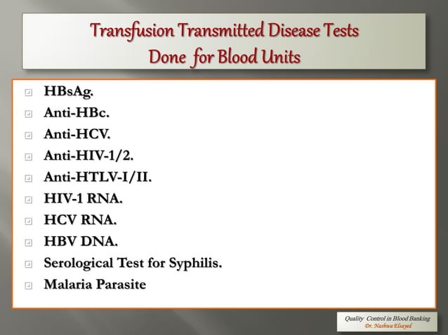 Quality Control in Blood Bank | PDF | Blood Disorders | Diseases and ...