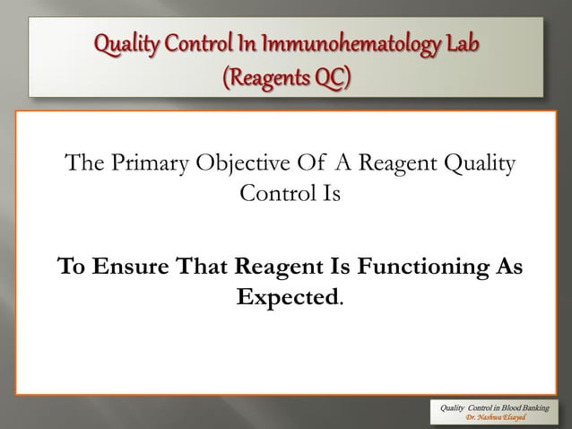 Quality Control in Blood Bank | PDF | Blood Disorders | Diseases and ...