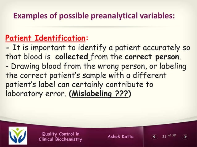 Quality control in clinical biochemistry | PPSX