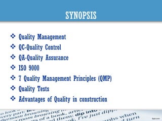 Quality control in construction | PPT