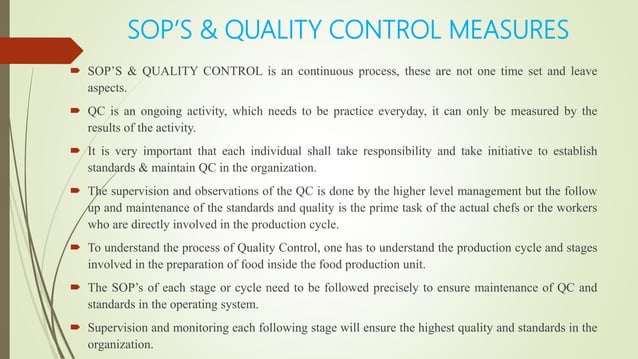 Quality control in food production | PPTX