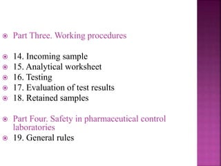 Quality control in pharmaceutical laboratories | PPTX