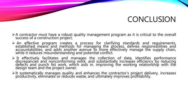 Quality control inspection reports and outcomes wrt contract management ...