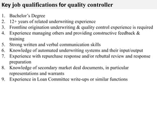 Quality controller job description | PPT