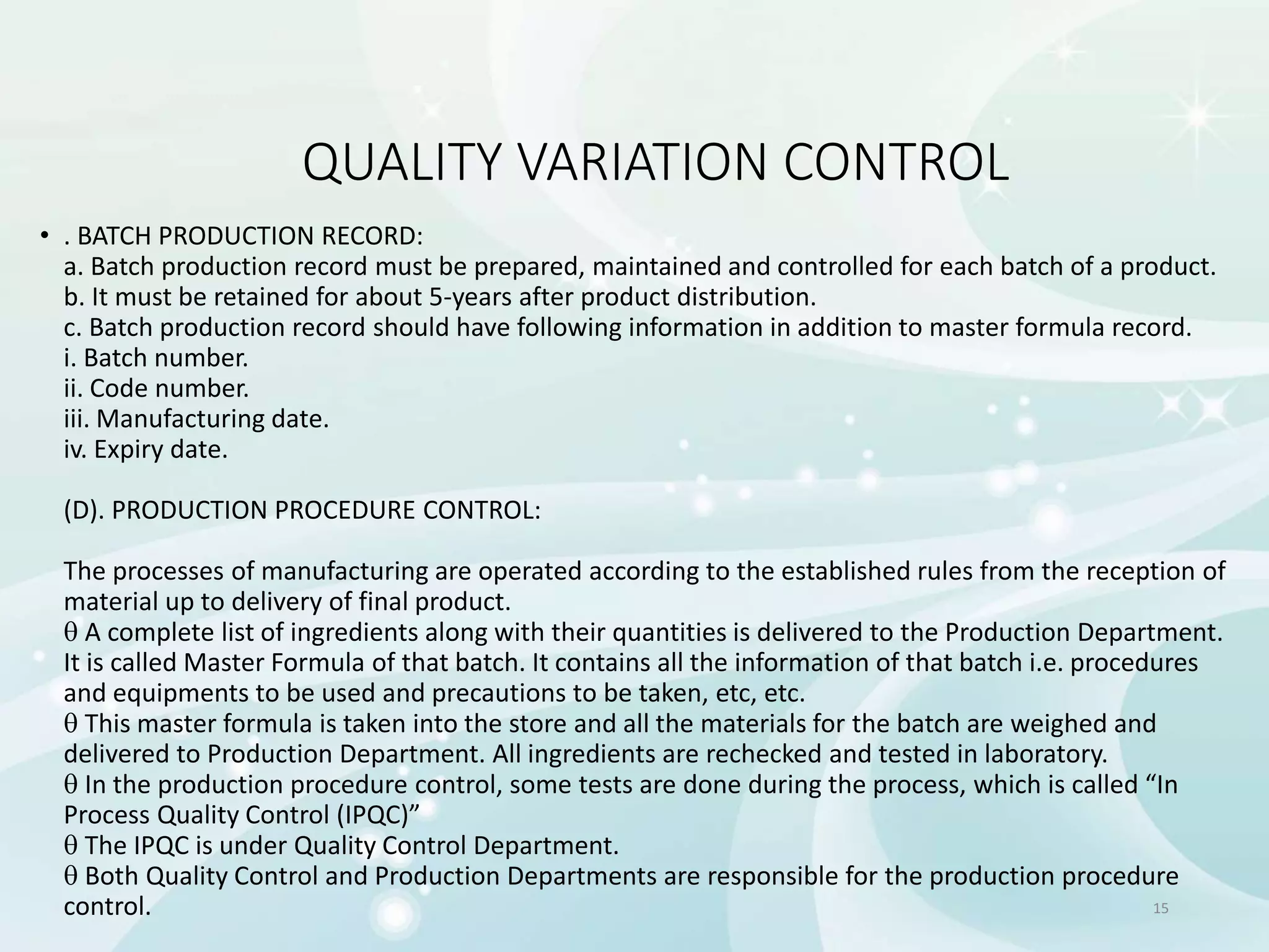 Quality control measures in pharmaceutical industry | PPTX