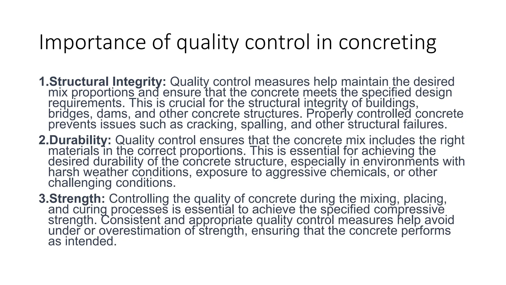 Quality control of concrete and its importance | PPTX