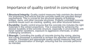 Quality control of concrete and its importance | PPTX