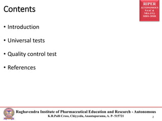 Quality Control Tests for Ophthalmics | PPTX
