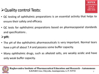 Quality Control Tests for Ophthalmics | PPTX