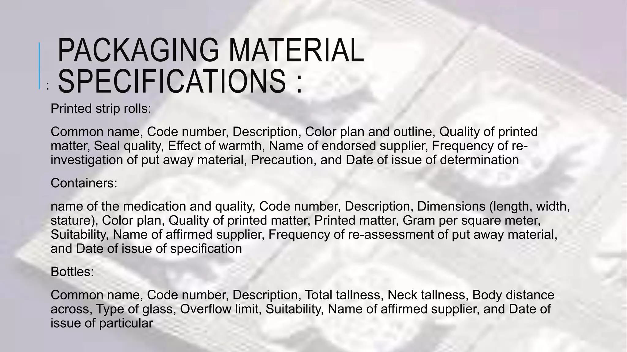 Quality control of packaging material | PPTX