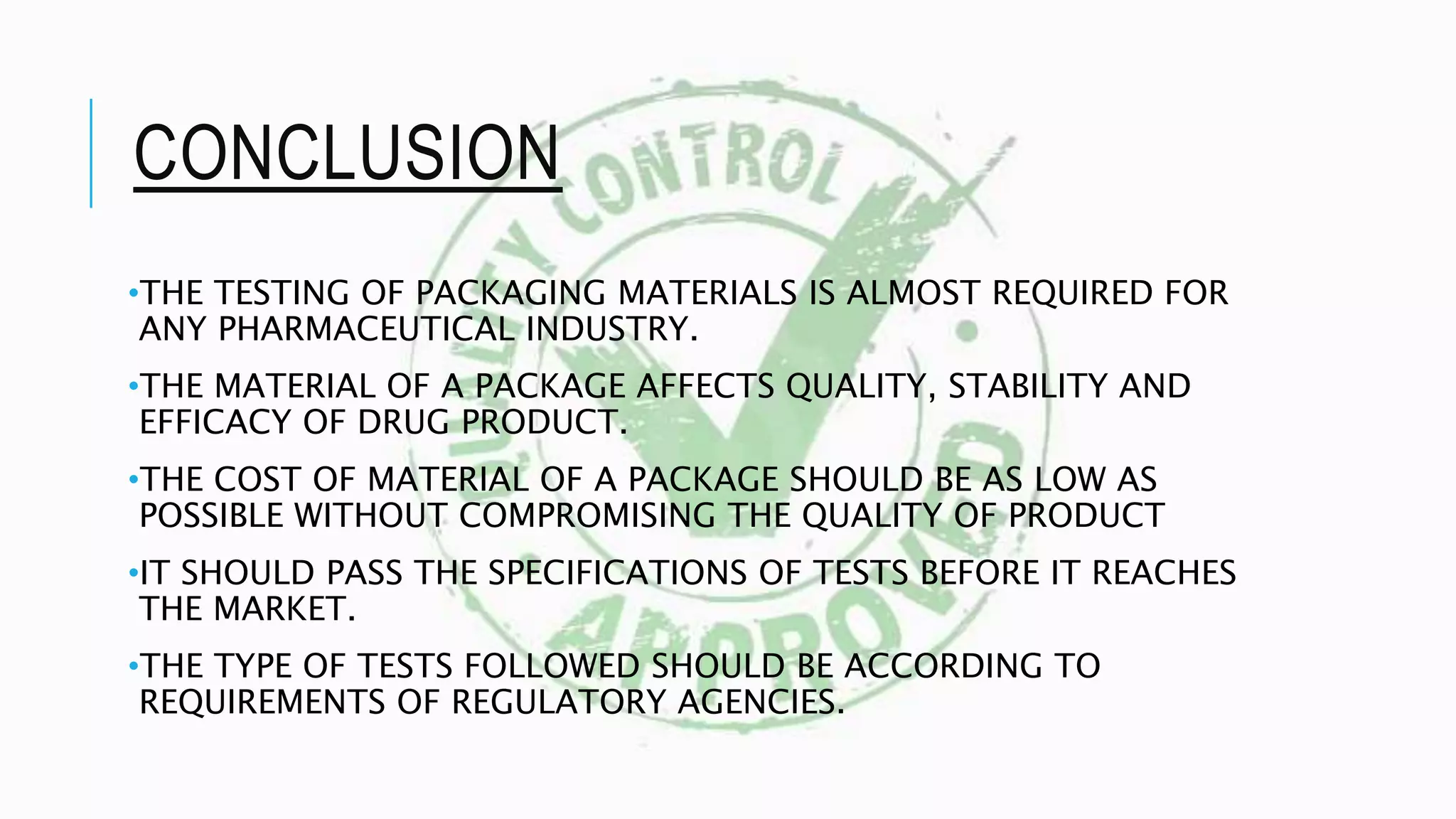 Quality control of packaging material | PPTX