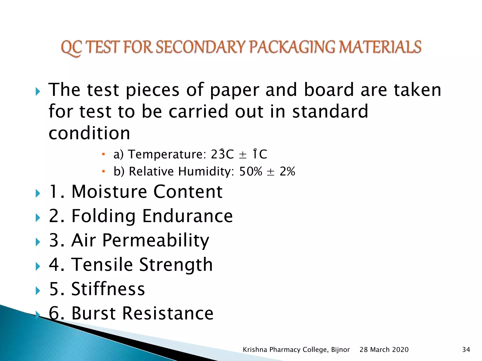 Quality control of packaging material | PPTX