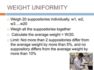 Quality control of suppositories | PPTX