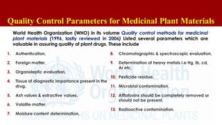 Quality control parameters for medicinal plants | PDF