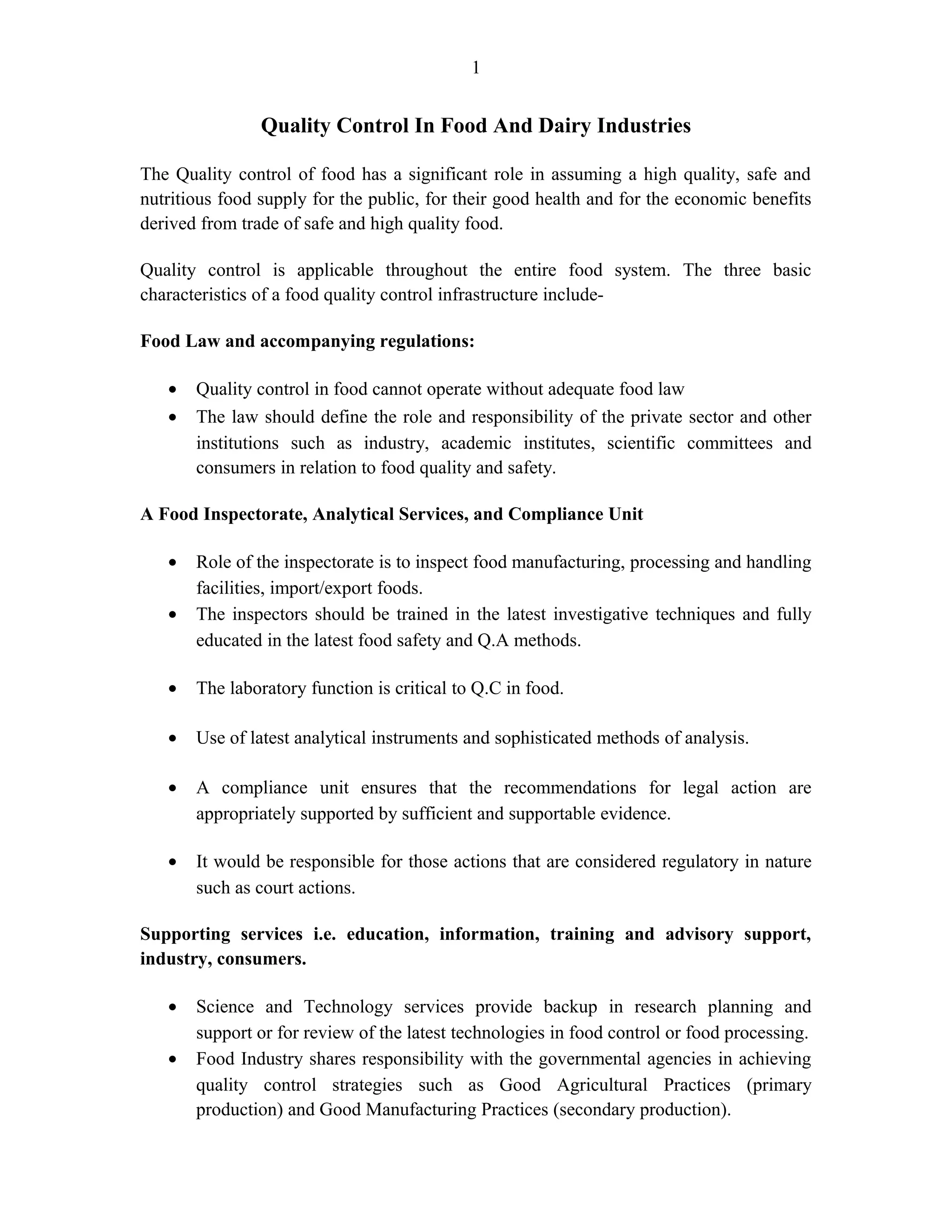 Quality control practices in food processing | DOC