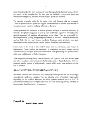 Quality control practices in food processing | DOC