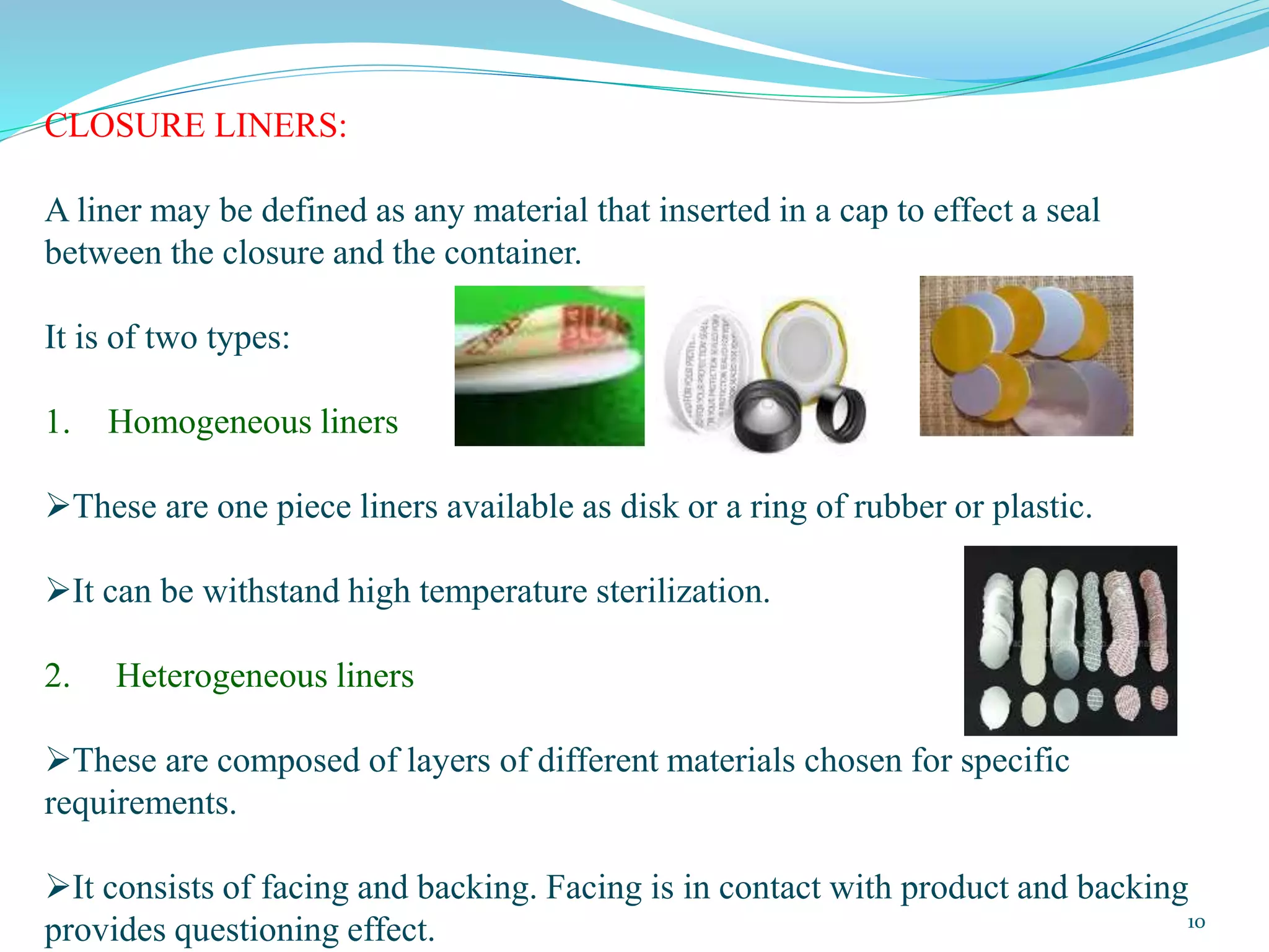 quality control test for containers, closures and secondary packing ...