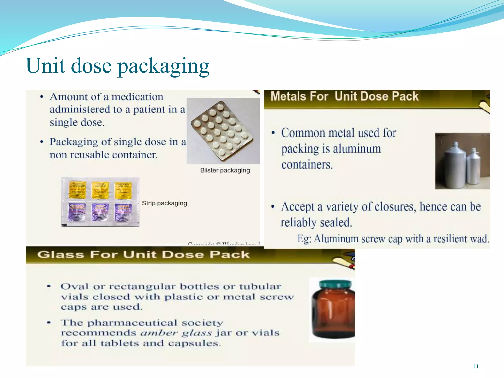 quality control test for containers, closures and secondary packing ...