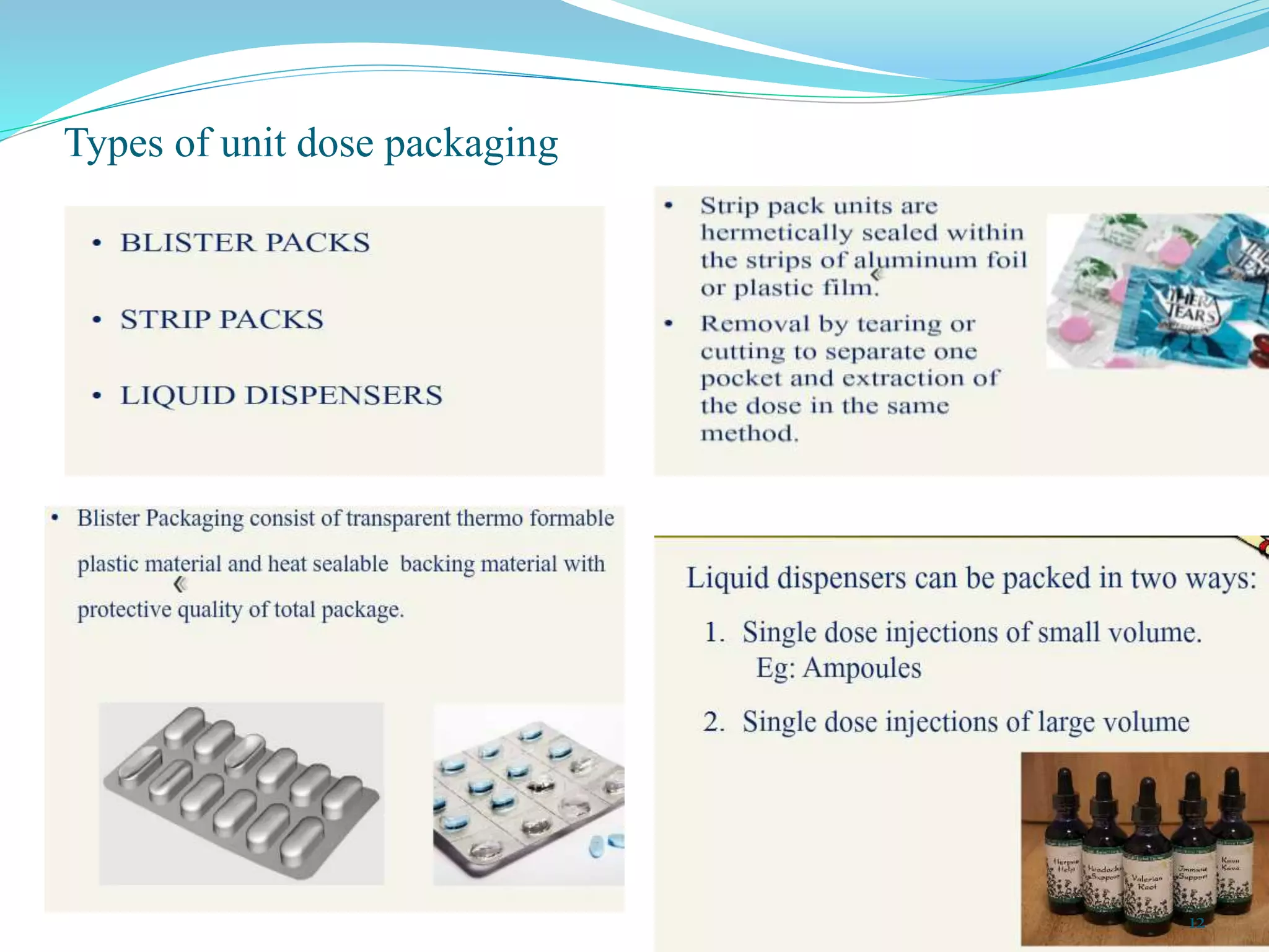 quality control test for containers, closures and secondary packing ...