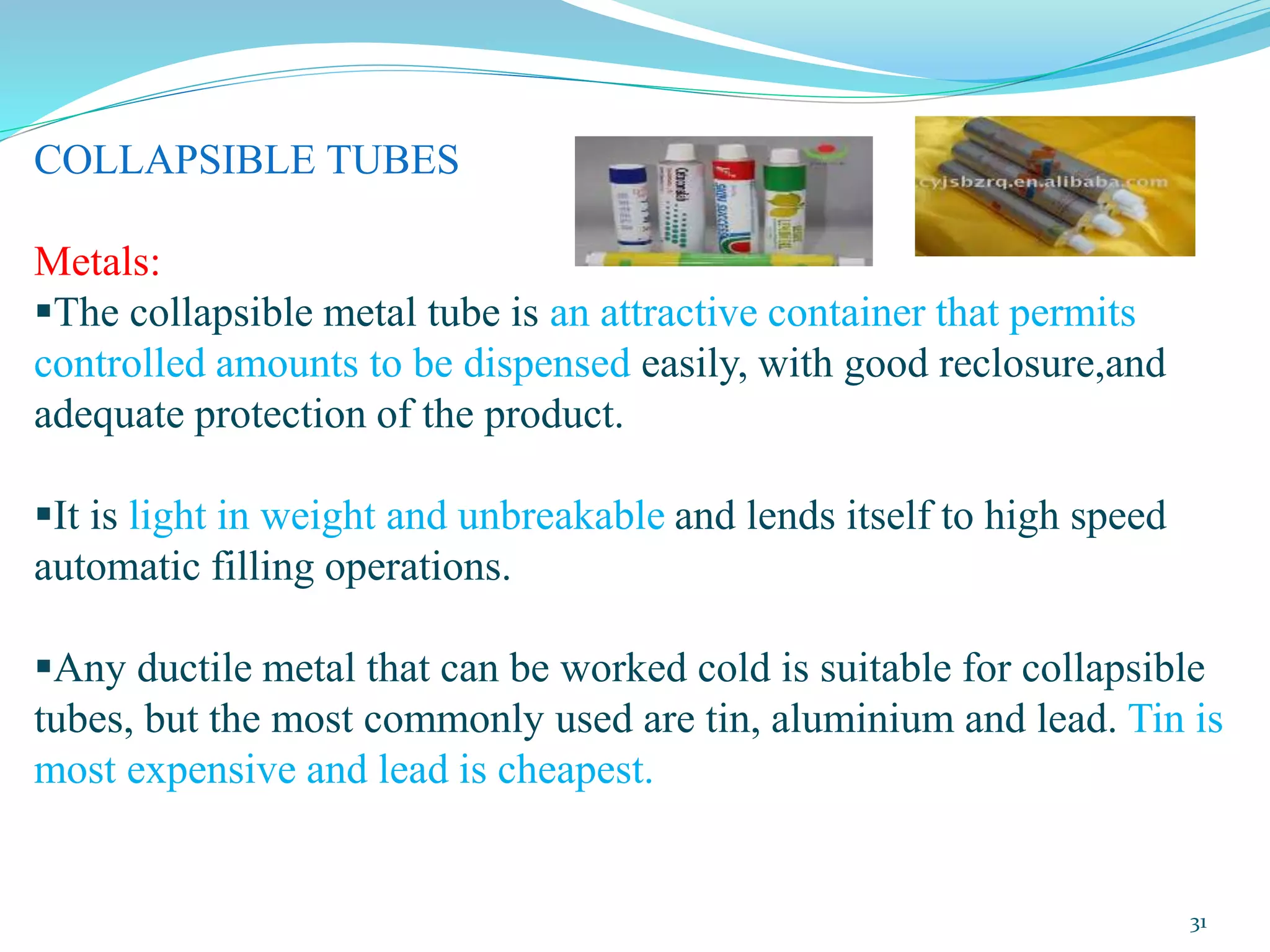 quality control test for containers, closures and secondary packing ...