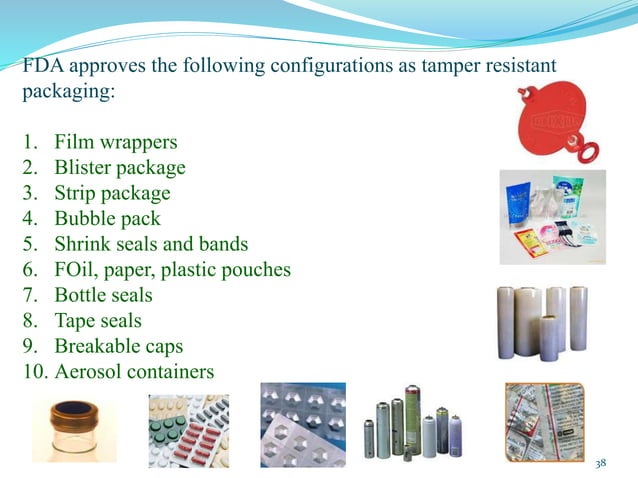 quality control test for containers, closures and secondary packing ...