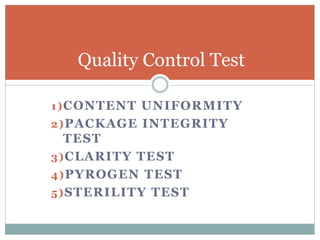 Quality control test for parentrals | PPTX