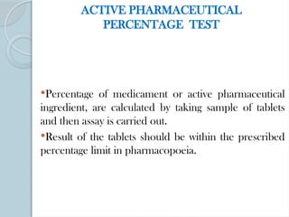 Quality control test for tablet 1.quality control test for tablet | PPTX